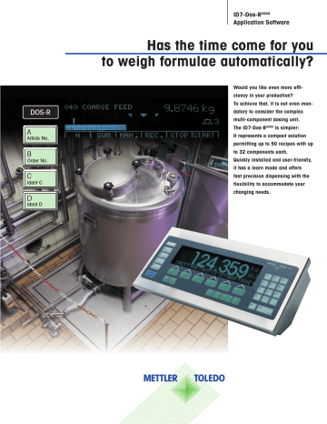 Mettler Toledo ID7-DosR2000 Datasheet | Manualzz