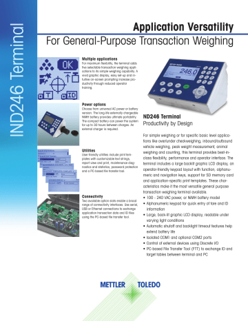 Mettler Toledo IND246 POWERCELL(LTR) Datasheet | Manualzz