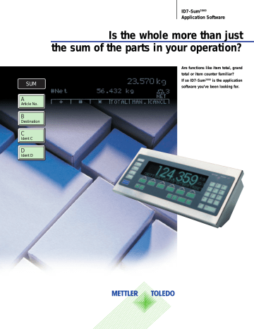 Mettler Toledo ID7-Sum2000 Datasheet | Manualzz