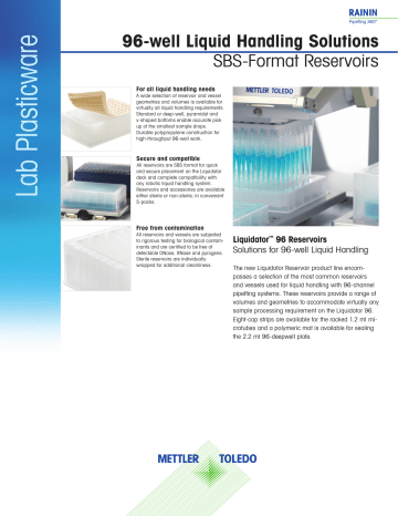 Mettler Toledo Liquidator 96 Reservoirs Datasheet | Manualzz
