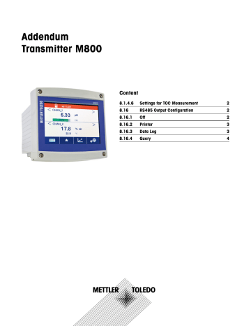 Mettler Toledo Addendum Transmitter M800 Operating Instruction | Manualzz