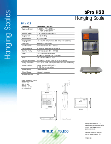 Mettler Toledo bPro H22 Datasheet | Manualzz