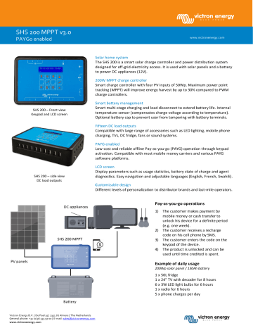Victron Energy SHS 200 MPPT Datasheet | Manualzz