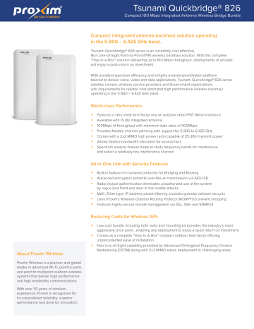 Proxim Tsunami Quickbridge® 826 Data Sheet | Manualzz