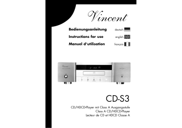 Vincent CD-S3 CD-Player Owner Manual | Manualzz