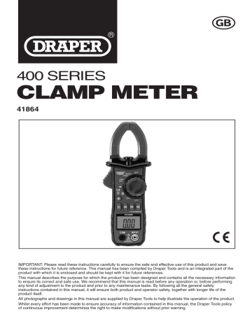 Draper Digital Clamp Meter Instructions | Manualzz