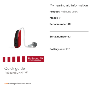 ReSound LiNX2 61 Quick Guide | Manualzz