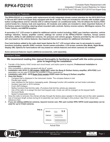 PAC RPK4-FD2101 Complete Radio Replacement Kit Installation Manual ...