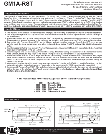 PAC GM1A-RST RadioPRO Advanced Interface for General Motors Vehicles ...