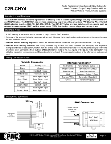 PAC C2R-CHY4 Radio Replacement Interface Instruction Manual | Manualzz