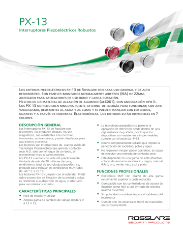 Rosslare PX-13 Rugged Piezoelectric Switches Ficha de datos | Manualzz