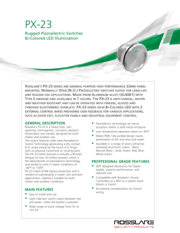 Rosslare PX-23 Rugged Bi-Colored LED Piezoelectric Switches Data Sheet ...