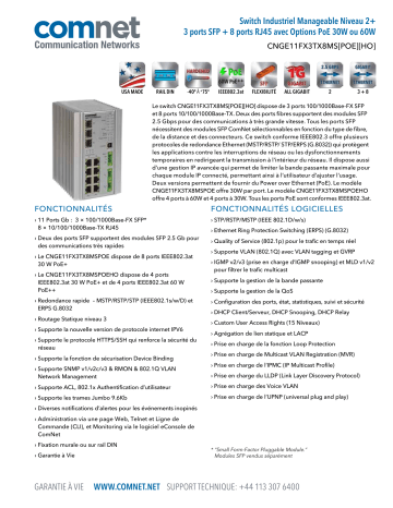 Comnet CNGE11FX3TX8MS Series Fiche technique | Manualzz