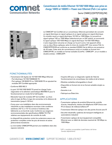 Comnet CNMCSFP Series Fiche technique | Manualzz