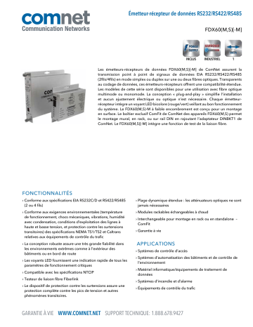 Comnet FDX60 Series Fiche technique | Manualzz