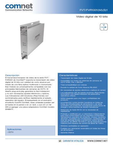 Comnet FVT/FVR1001 Series Ficha de datos | Manualzz