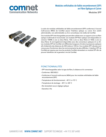 Comnet SFP Modules Fiche technique | Manualzz