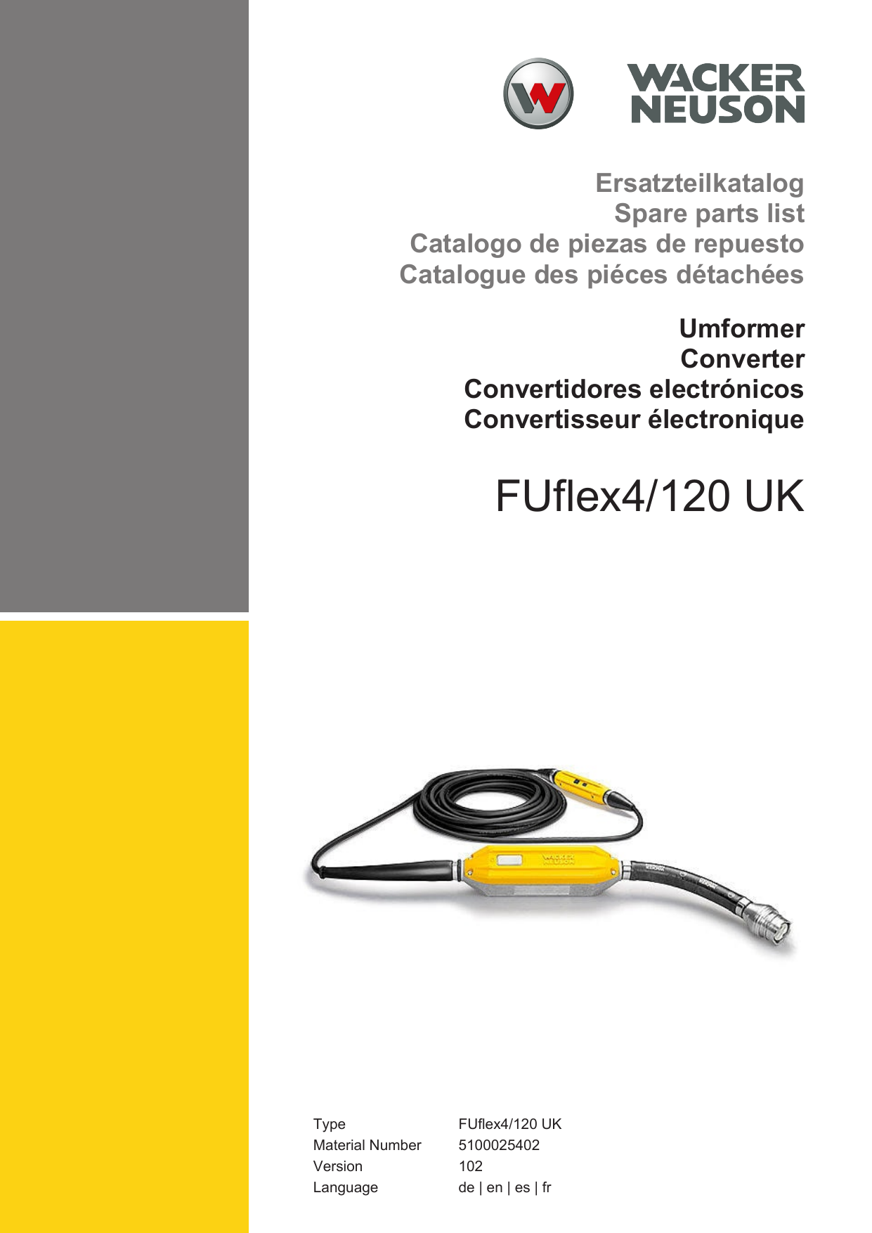 Wacker Neuson FUflex4/120 UK Portable Frequency Converter Manuel ...