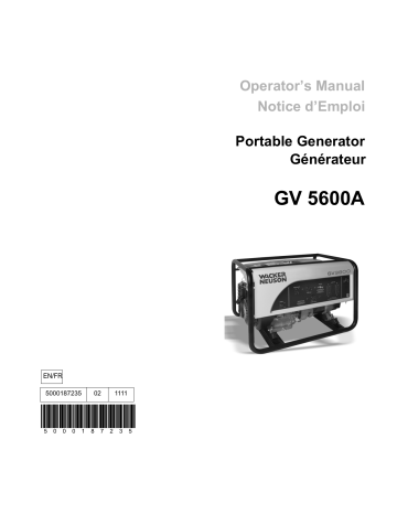 Wacker Neuson GV5600A Portable Generator Operator's Manual | Manualzz