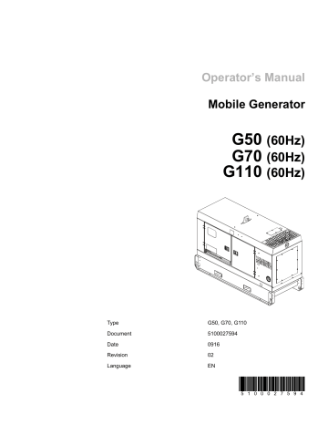 Wacker Neuson G70 Mobile Generator Operator's Manual | Manualzz