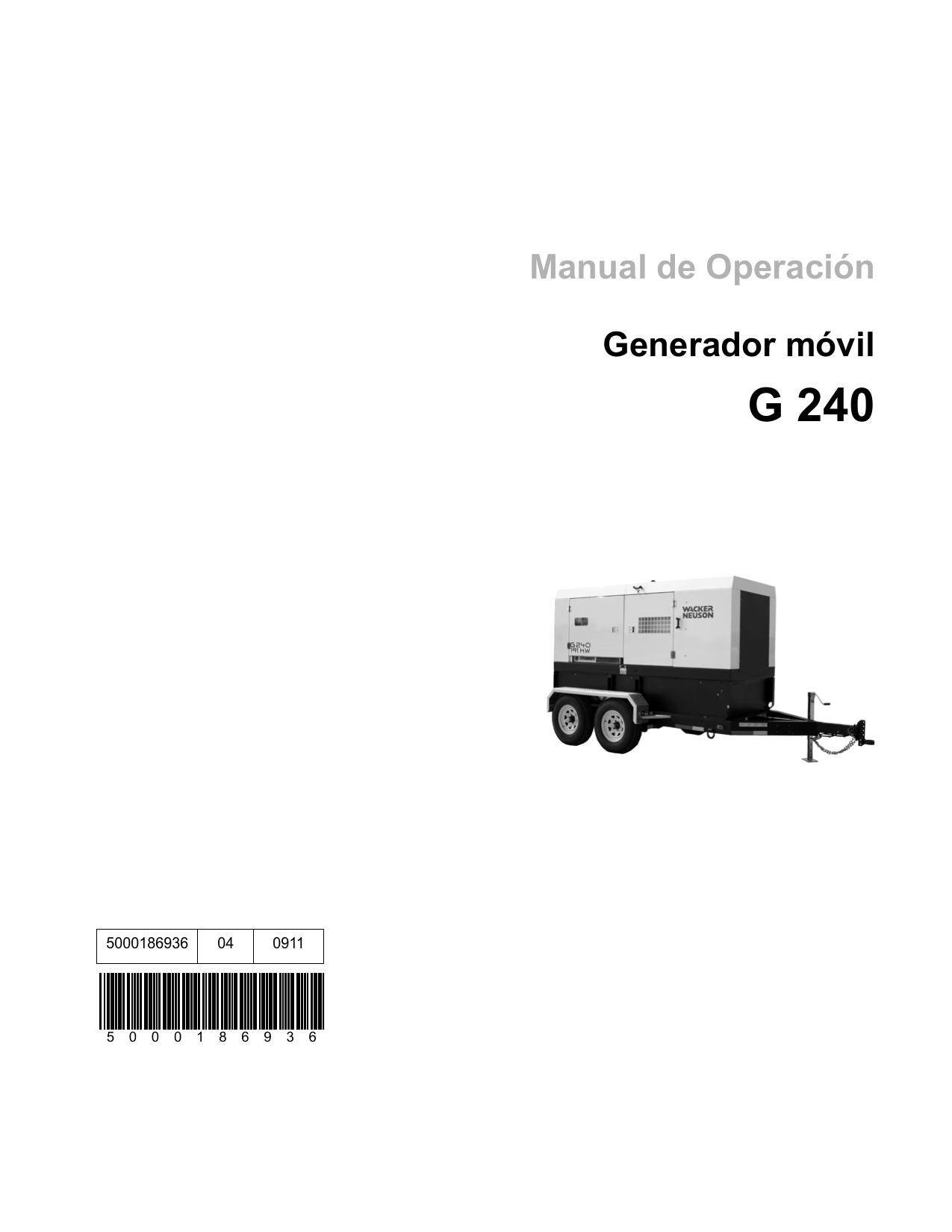 Wacker Neuson G240 Mobile Generator Manual de usuario | Manualzz