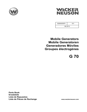 Wacker Neuson G70 Mobile Generator Parts Manual | Manualzz