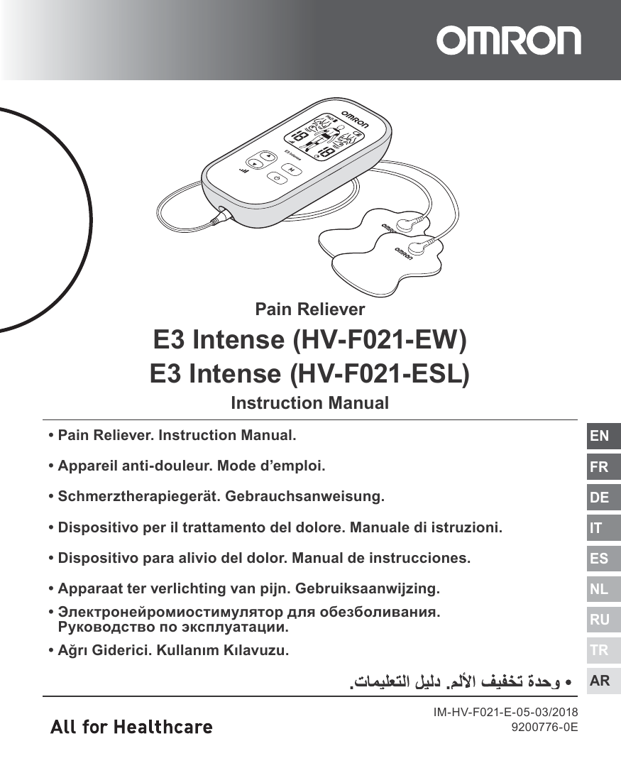 Omron Healthcare HV-F021-ESL E3 Intense Silver Pain Reliever Manual de ...