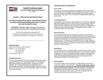 MRC 0001320 THROTTLEPACK 9950 Manual | Manualzz