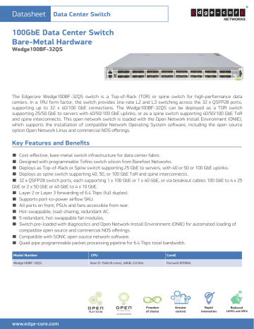 Edge-Core Wedge100BF-32QS 100G Datasheet | Manualzz