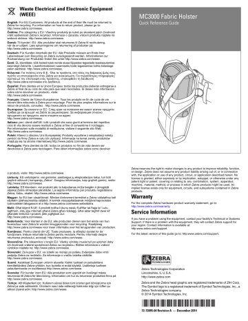 Zebra MC3000 Quick Start Guide | Manualzz