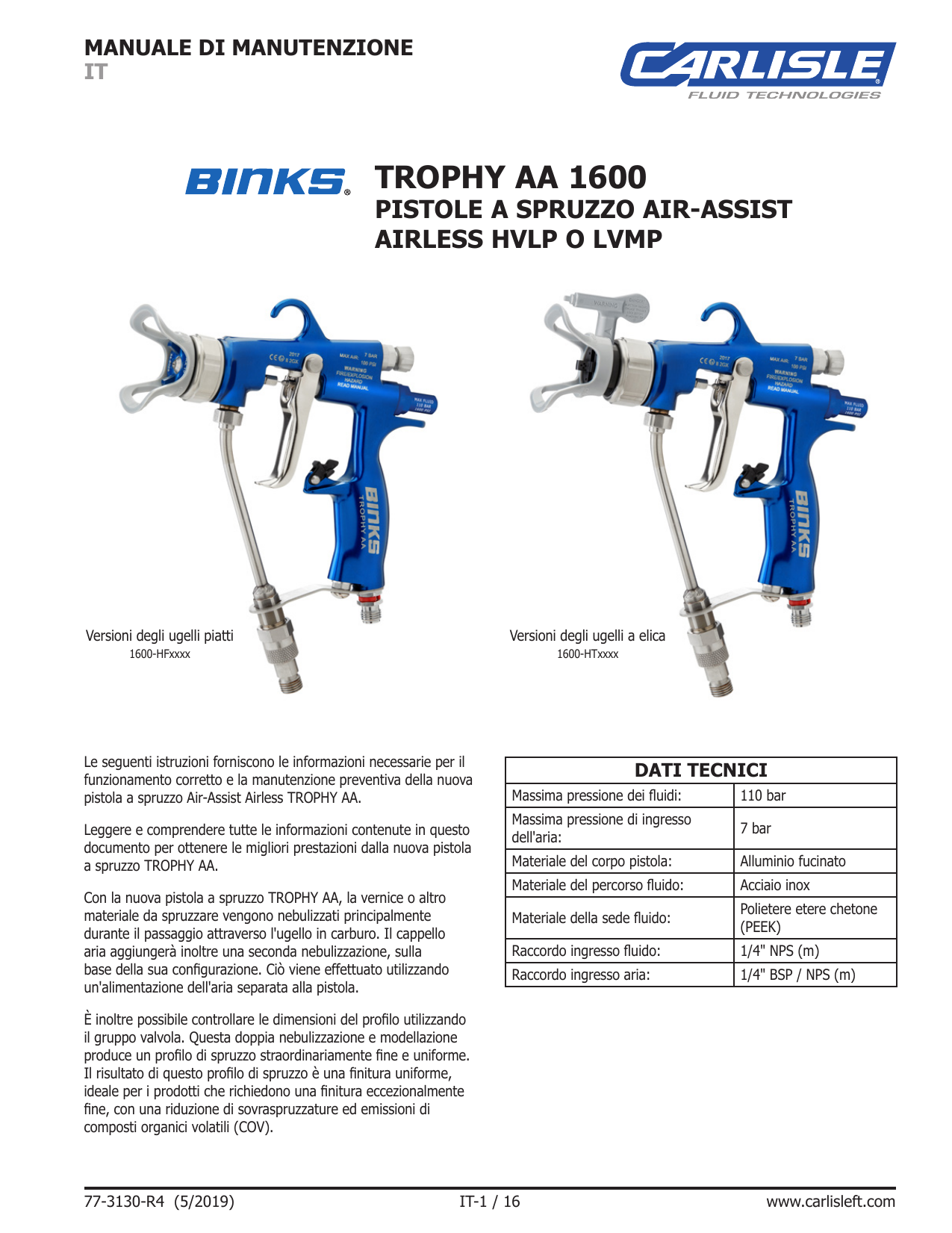 Binks Trophy AA1600 & AA4400 User manual | Manualzz
