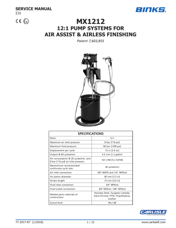 Binks MX Lite Paint Pumps Manual | Manualzz