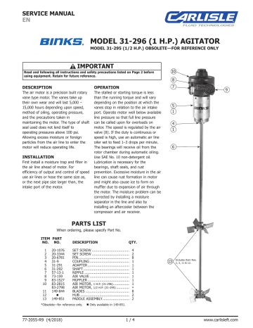 Binks Agitators-Direct Drive Manual | Manualzz
