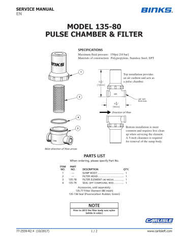 Binks MATERIAL FILTERS Manual | Manualzz