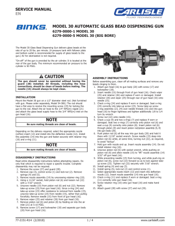 Binks Model 30 and 30A Bead Automatic Spray Guns Manual | Manualzz