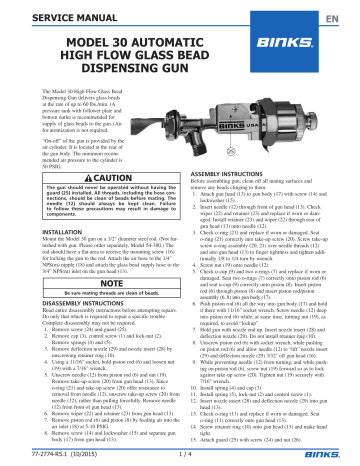 Binks Model 30 and 30A Bead Automatic Spray Guns Manual | Manualzz