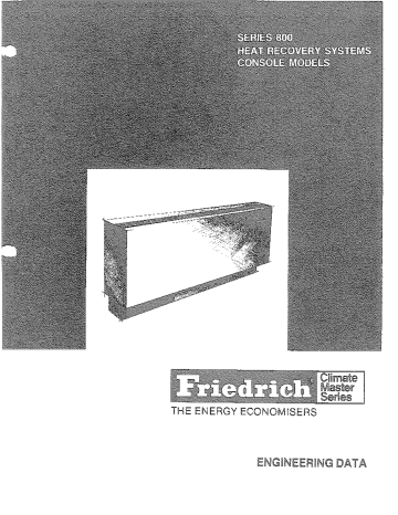 Climatemaster Console WSHP 800 Series Specification | Manualzz