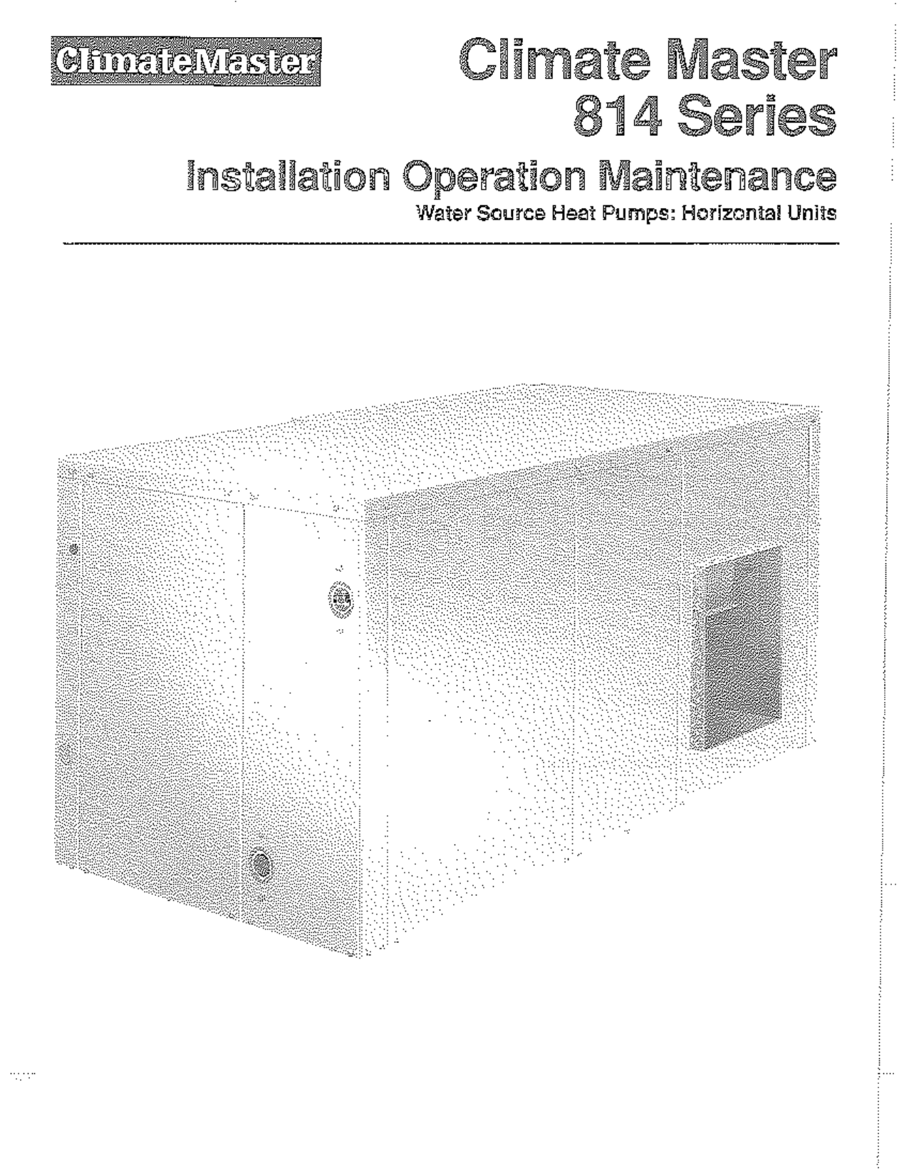 ClimateMaster Horizontal WSHP User manual | Manualzz