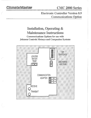 Climatemaster Controller CMC 2000 V8.9 Controller 10/1995 Install ...