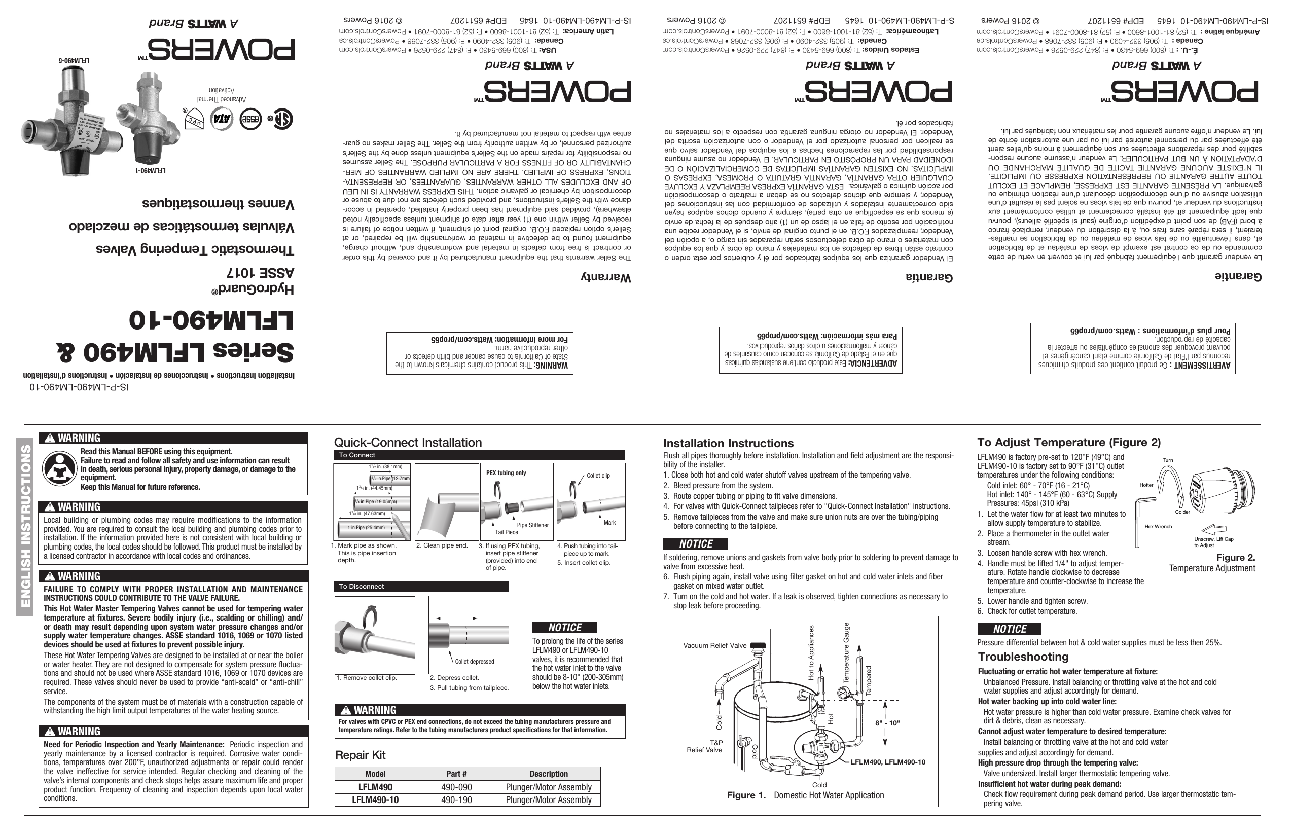 Watts HydroGuard LFLM490,HydroGuard LM490 - Installation guide | Manualzz