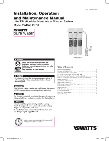 Watts PWDWUFKC3 Installation Instructions | Manualzz