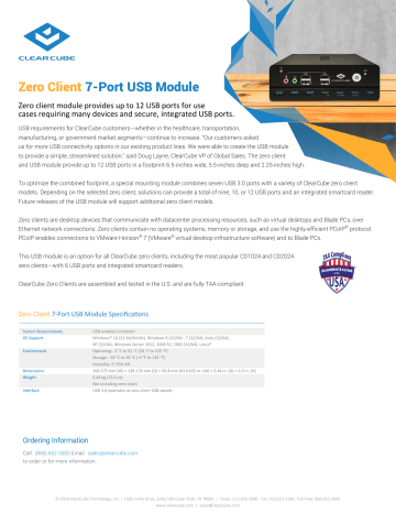 ClearCube Zero Client 7 Port USB Module Datasheet | Manualzz