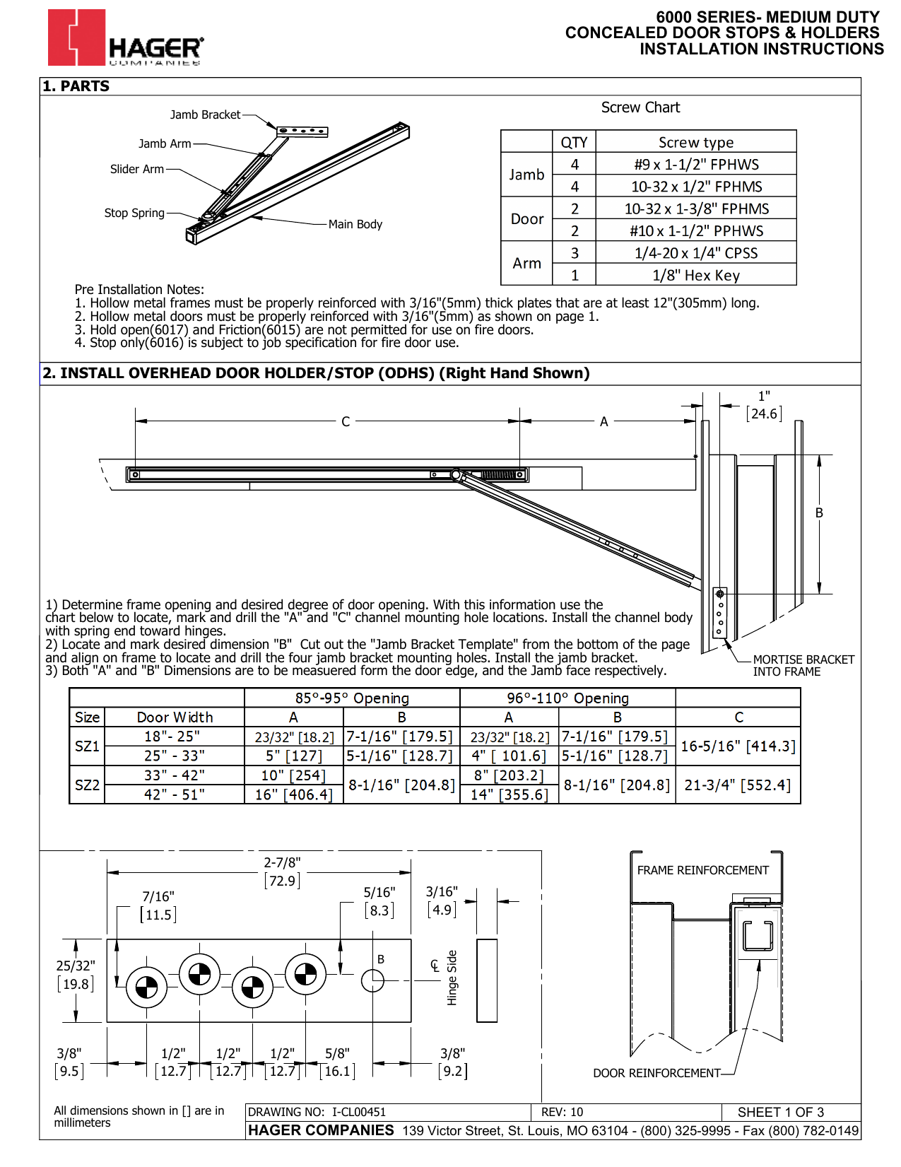 Hagerco 6000 Series - Grade 2 Medium Duty - Overhead Door Holder and ...