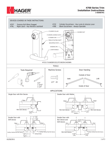 Hagerco 47NL - Night Latch Installation Instructions | Manualzz