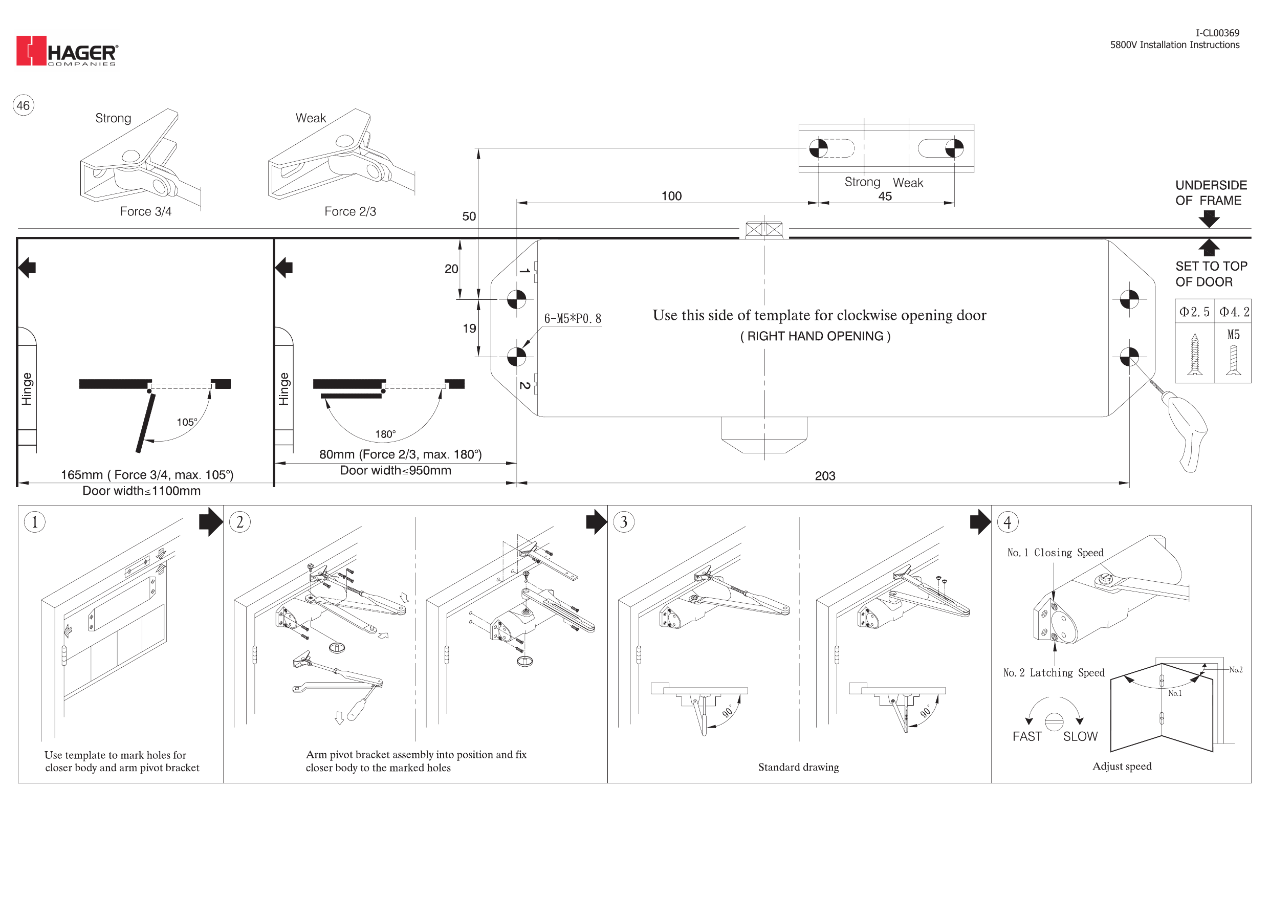 Hagerco 5800V - EUROLINE - Surface Door Closer Installation ...