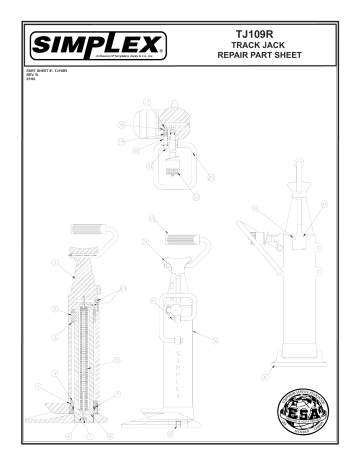 Simplex TJ109R Track Jack - B Repair Part Sheet | Manualzz