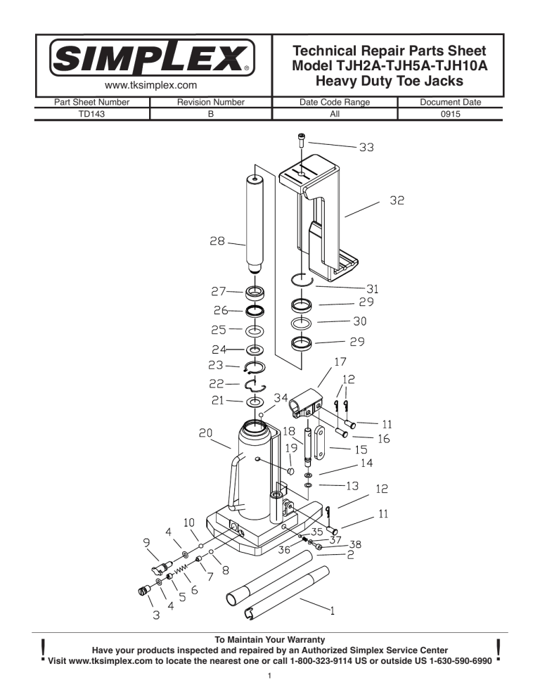 Simplex TJH10A, TJH2A, TJH5A - td143 User manual | Manualzz