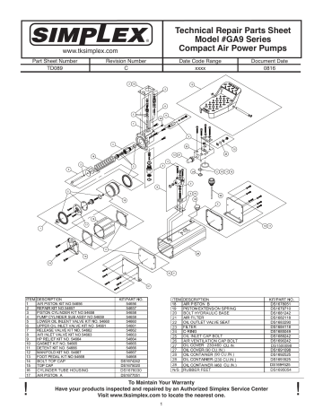 Simplex GA90, GA90R, GA9230, GA9230D, GA9460, GA9460D - td089_c Repair ...