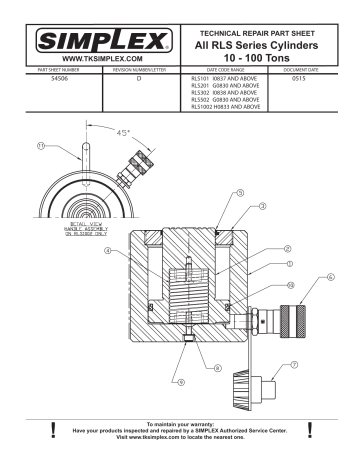 Simplex RLS1002, RLS101, RLS201, RLS302, RLS502 - 54506 Repair Part ...