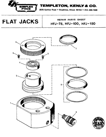 Simplex HFJ75, HFJ100, HFJ150 Flat Jacks - 54010 Repair Part Sheet ...